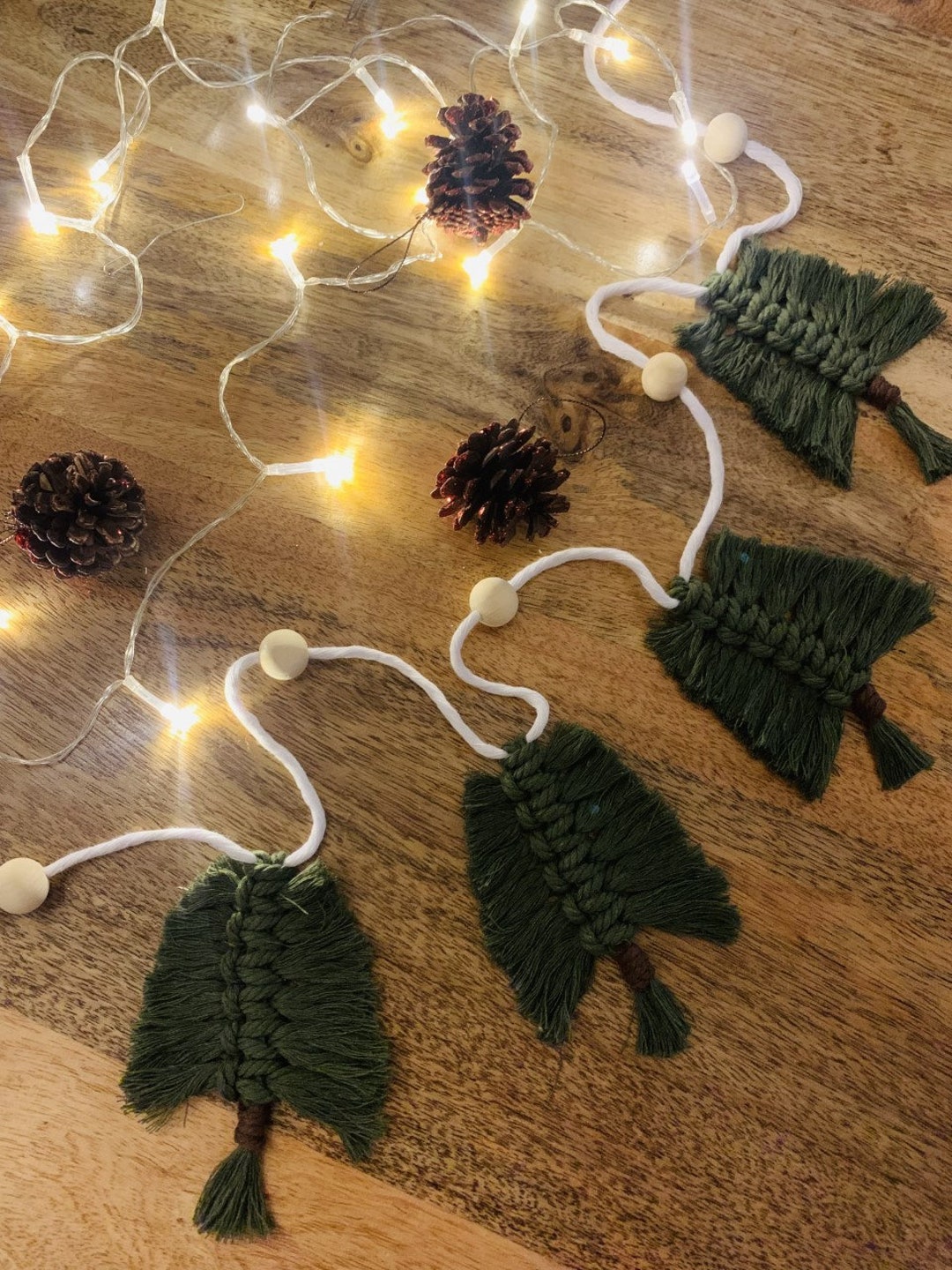 Christmas Garland | Small Macramé Fir Tree| Handmade| Christmas Tinsel ...