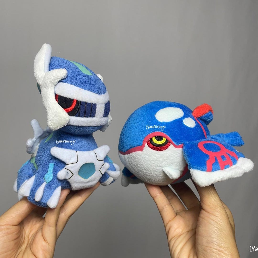Vintage 2004s Dialga and Kyogre Plush Set 2 Pcs Center , Second Hand , Stuffed Doll , Stuffed ...