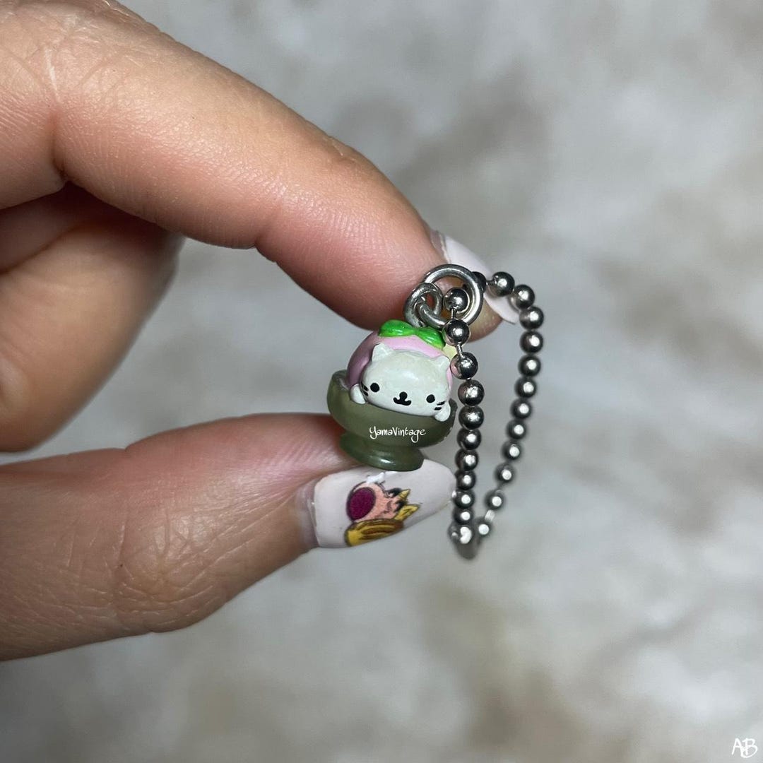 Vintage Japanese Cartoons Mini Nyan Nyan Nyanko Keychain 0.5" , Second ...