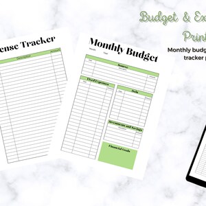 Monthly Budget Printable-green - Etsy