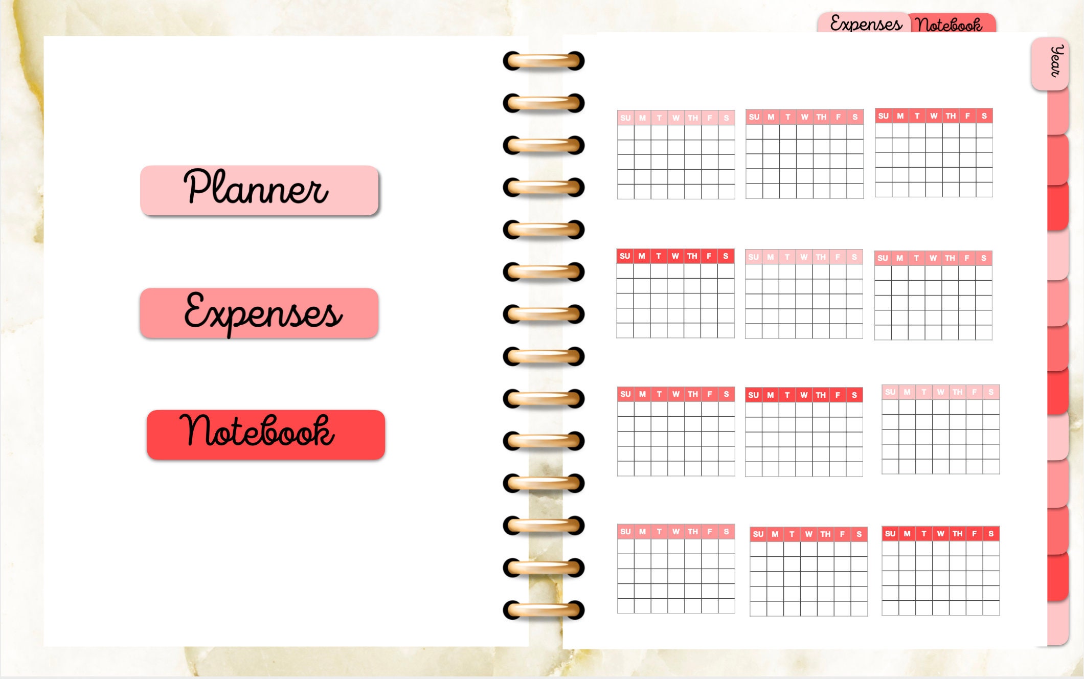Undated Weekly Digital Planner-pink - Etsy