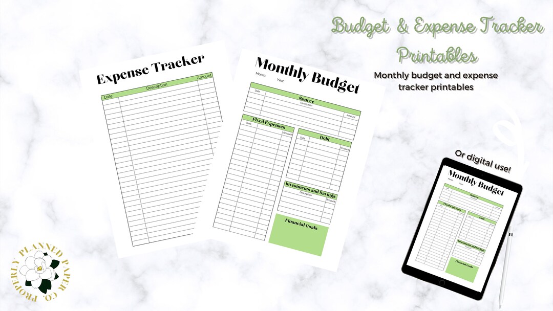 Monthly Budget Printable-green - Etsy