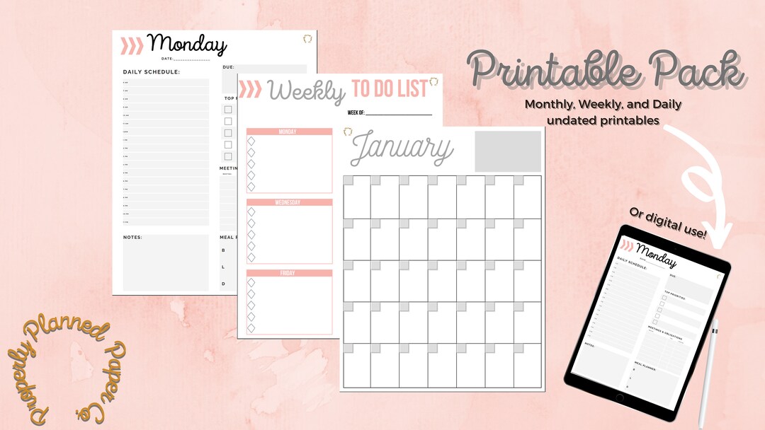 Planner Printable Pack - Etsy