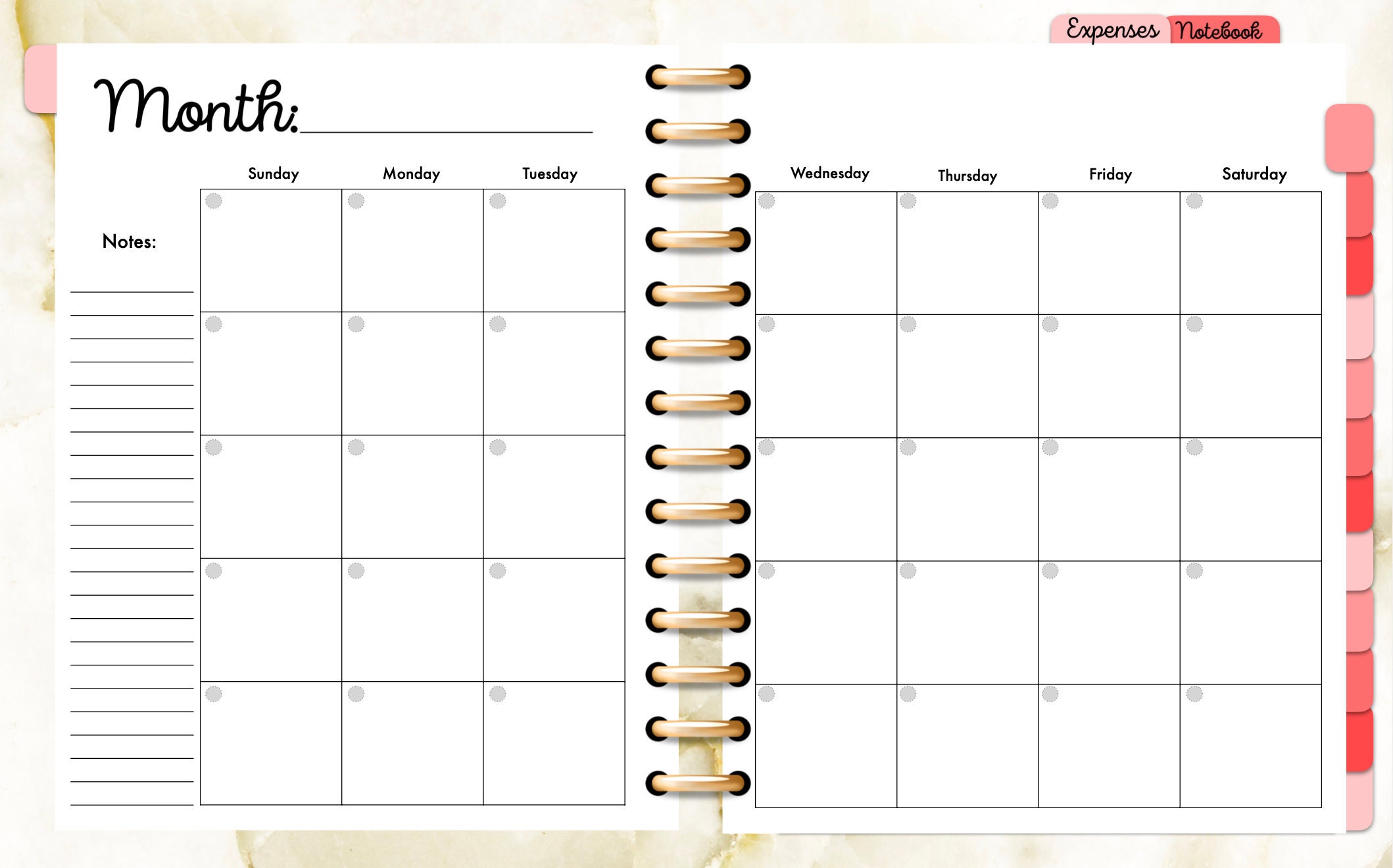Undated Weekly Digital Planner-pink - Etsy