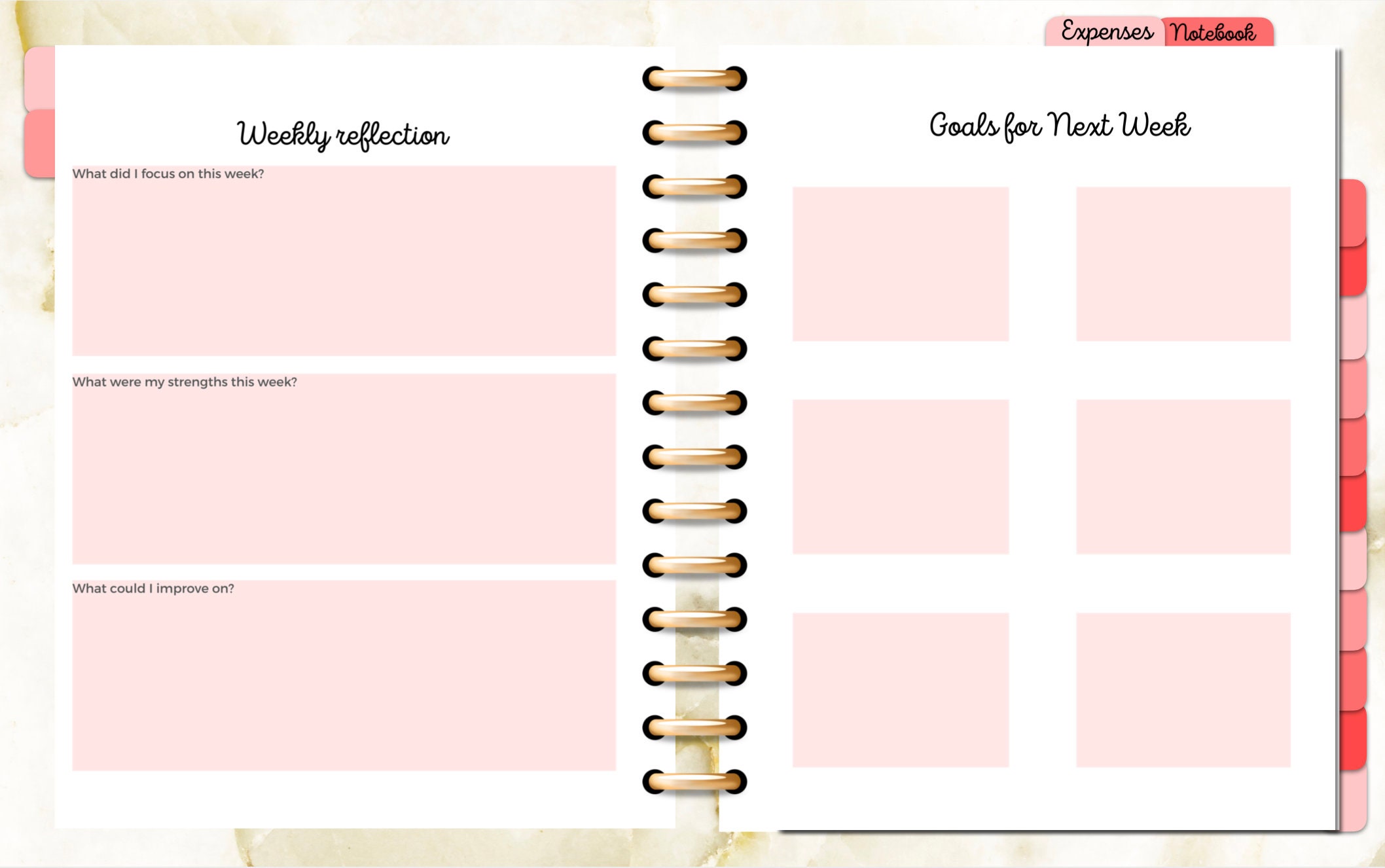 Undated Weekly Digital Planner-pink - Etsy