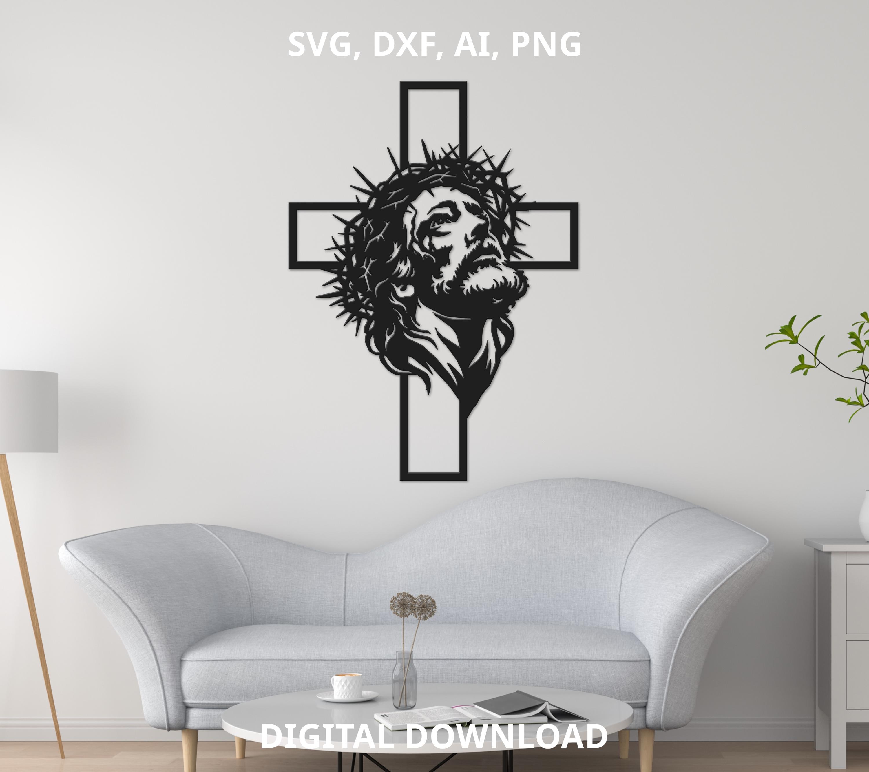 Jesus and Cross Laser Cut File SVG, Jesus Crucifix Svg, Jesus Christ ...