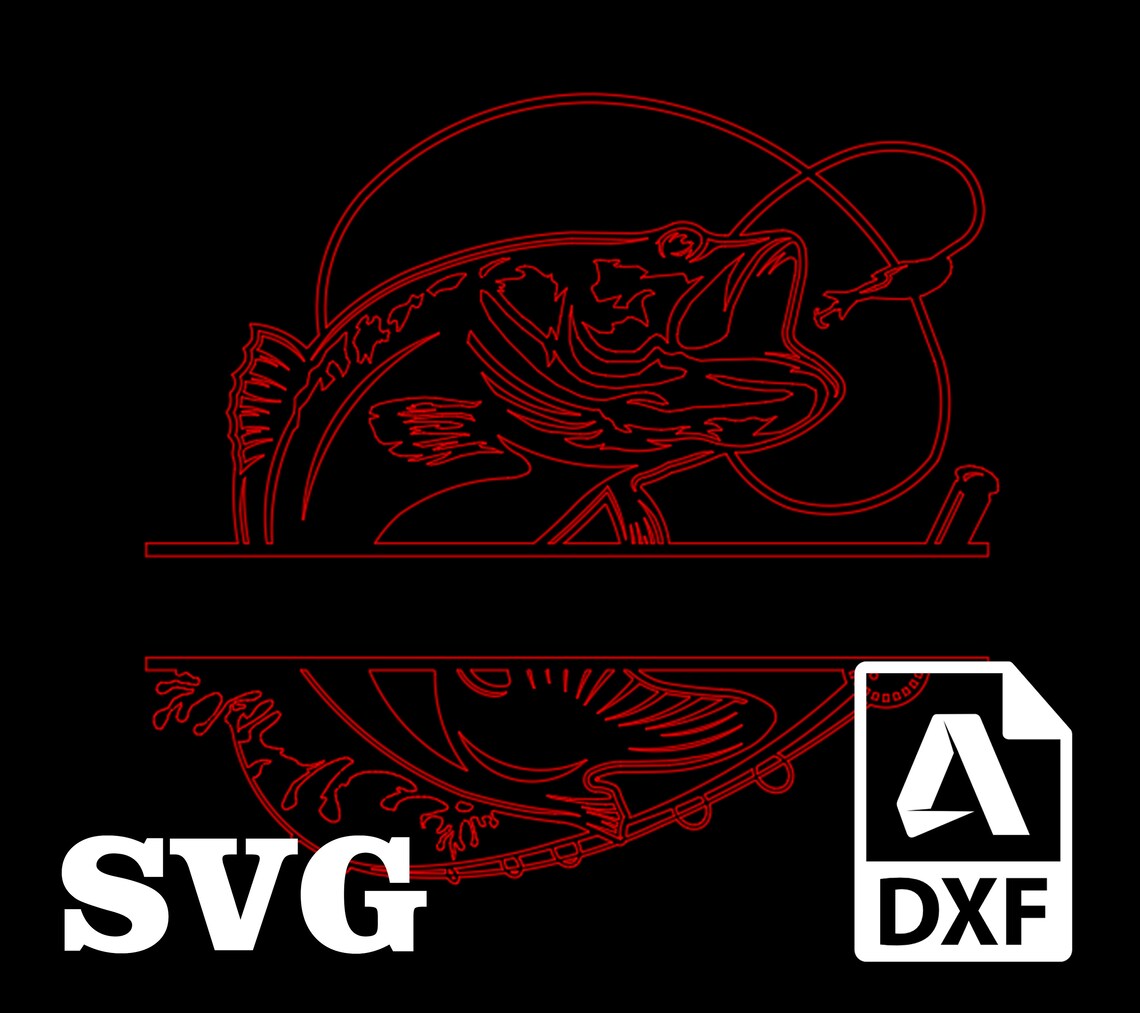 Bass Fishing SVG, Fishing DXF Cut File, Fishing Sign Laser Cut, Fish ...