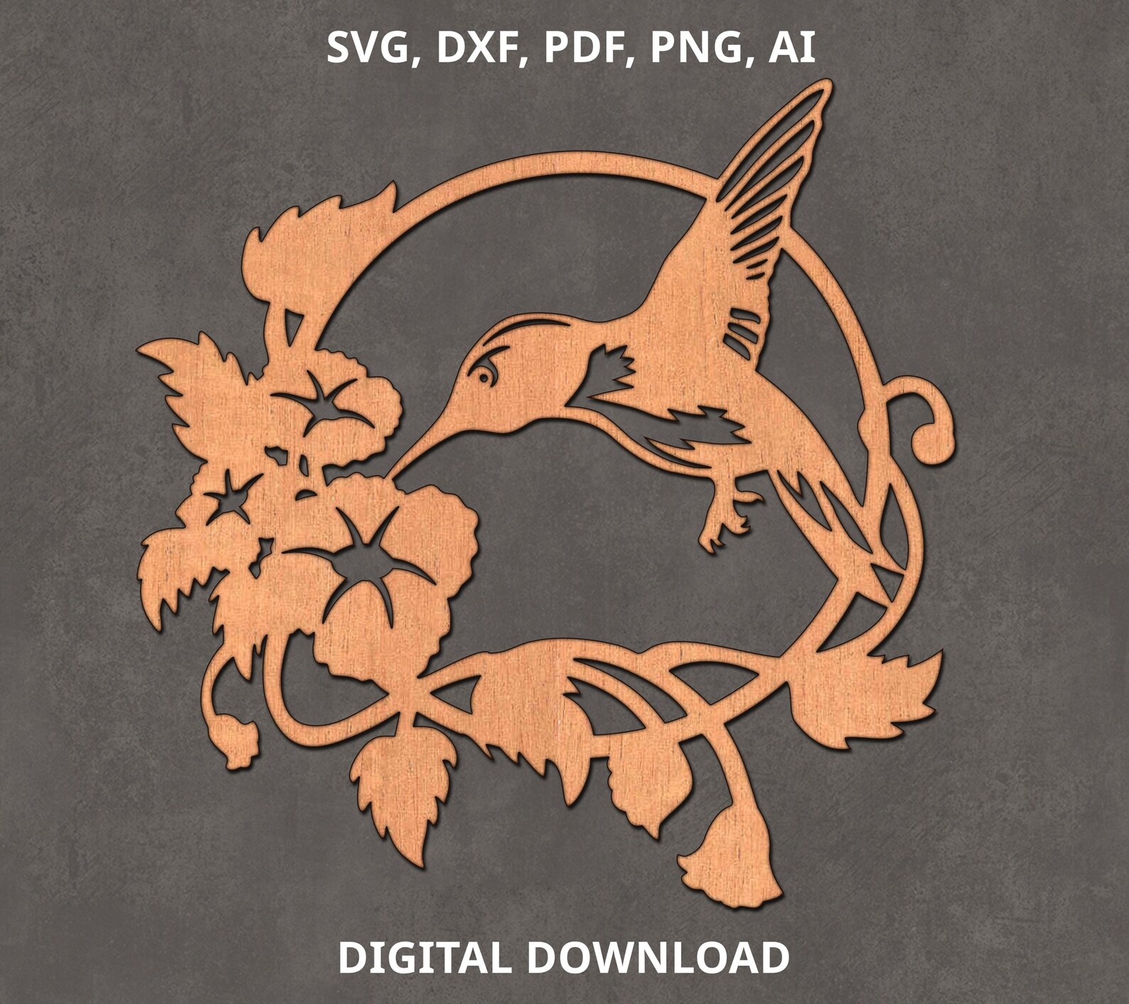 Hummingbird DXF Laser Cut File, Hummingbird SVG, Hummingbird Flowers ...