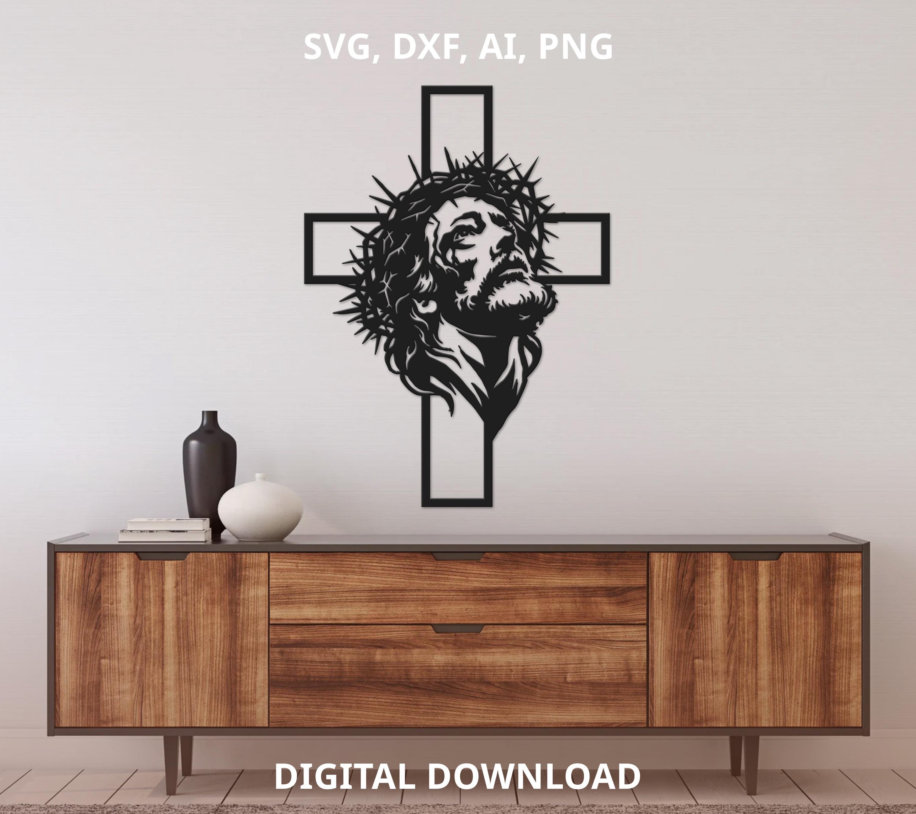 Jesus and Cross 2 - Monogram Png, Dxf and Svg Design - Laser Cut File ...
