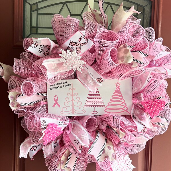Pink Ribbon Wreath - Etsy