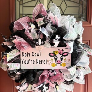 Cow Welcome Wreath, Gift for Cow Decor Collector, Farm House Cow ...