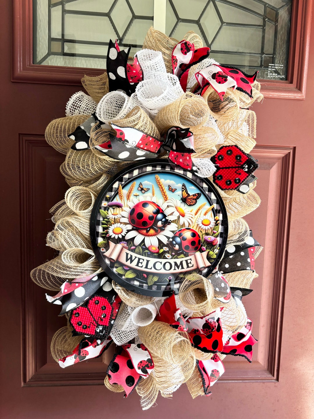 Ladybug Front Door Swag, Ladybug Door Hanger, Summer Swag Wreath ...