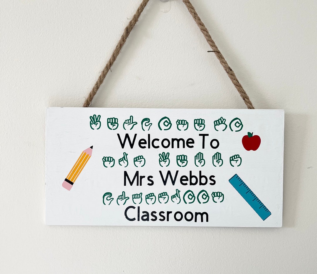 Personalized ASL Teacher Sign: Custom Sign Language Classroom Decor - Etsy