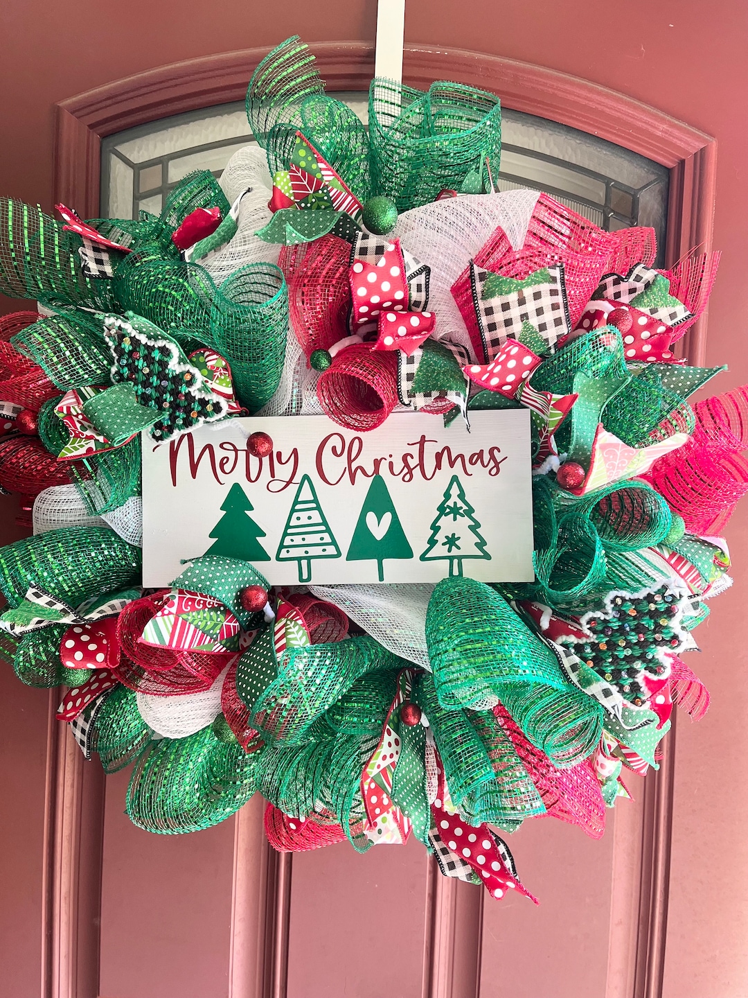 Christmas Tree Wreath Red And Green Holiday Wreath Christmas Wreath