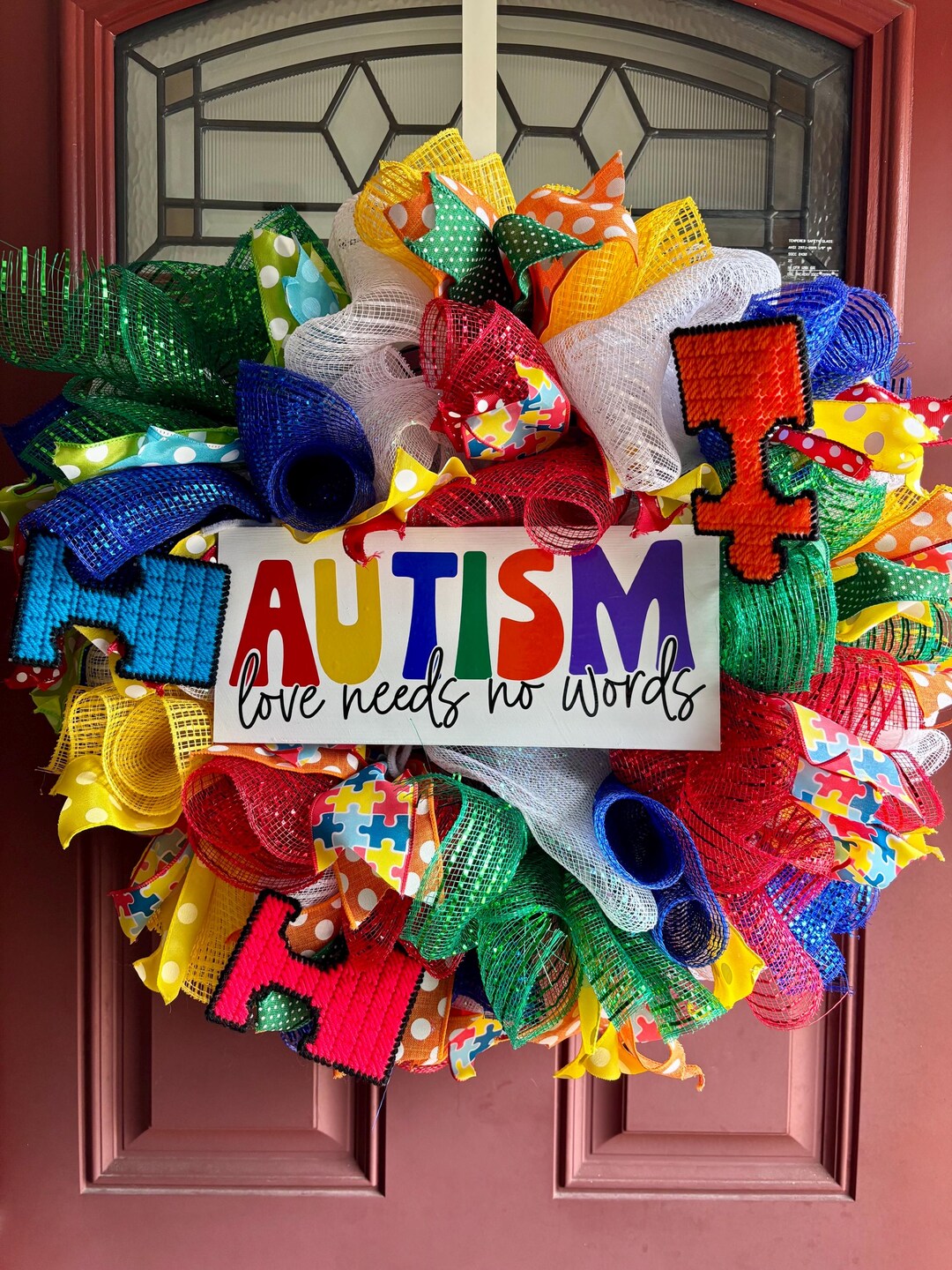 Autism Awareness Wreath, Puzzle Piece Wreath, Autism Mom Gift, Autism ...