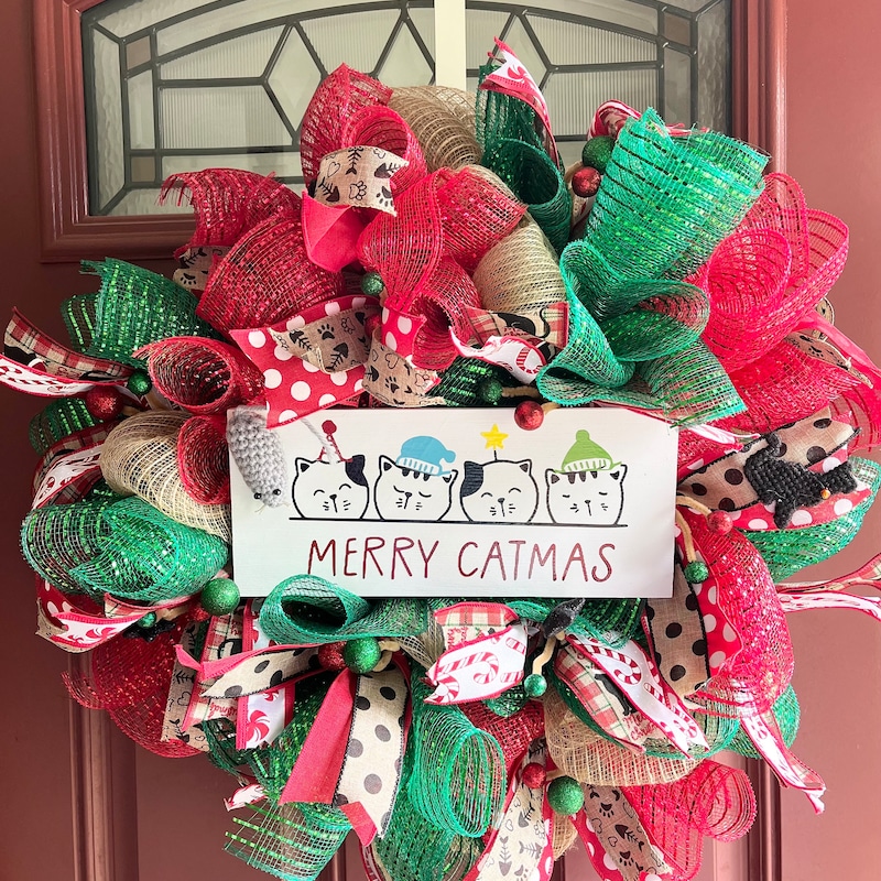 Cat Christmas Wreath - Etsy
