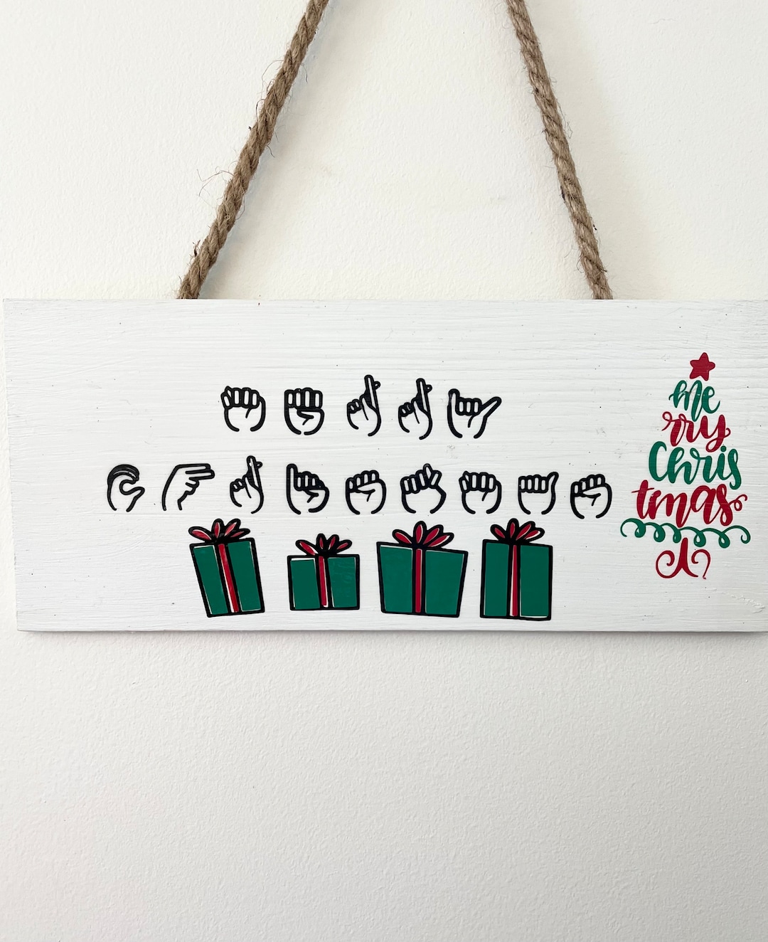Handmade ASL Merry Christmas Sign: American Sign Language Wall Art - Etsy