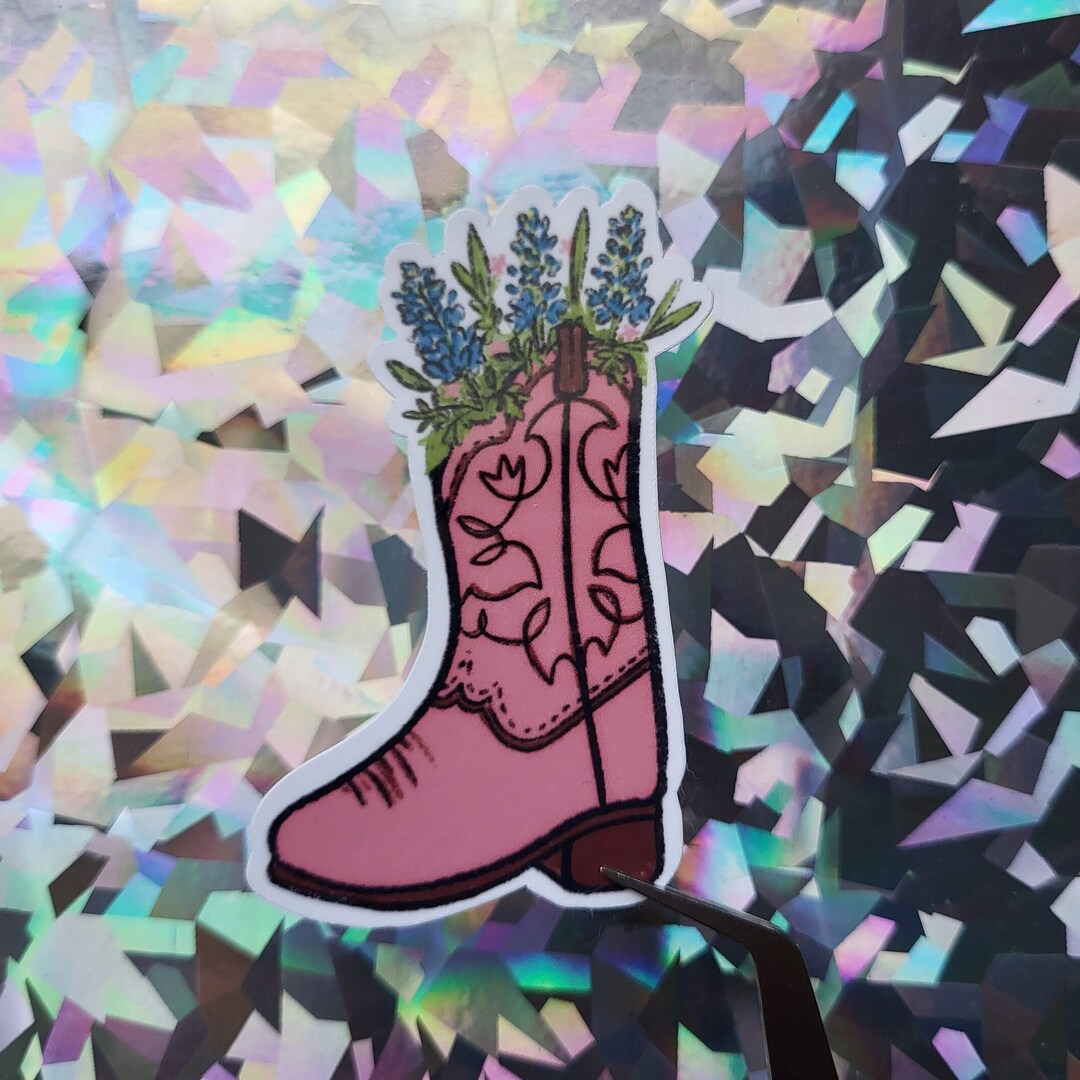 Pink Cowboy Boot Sticker - Etsy