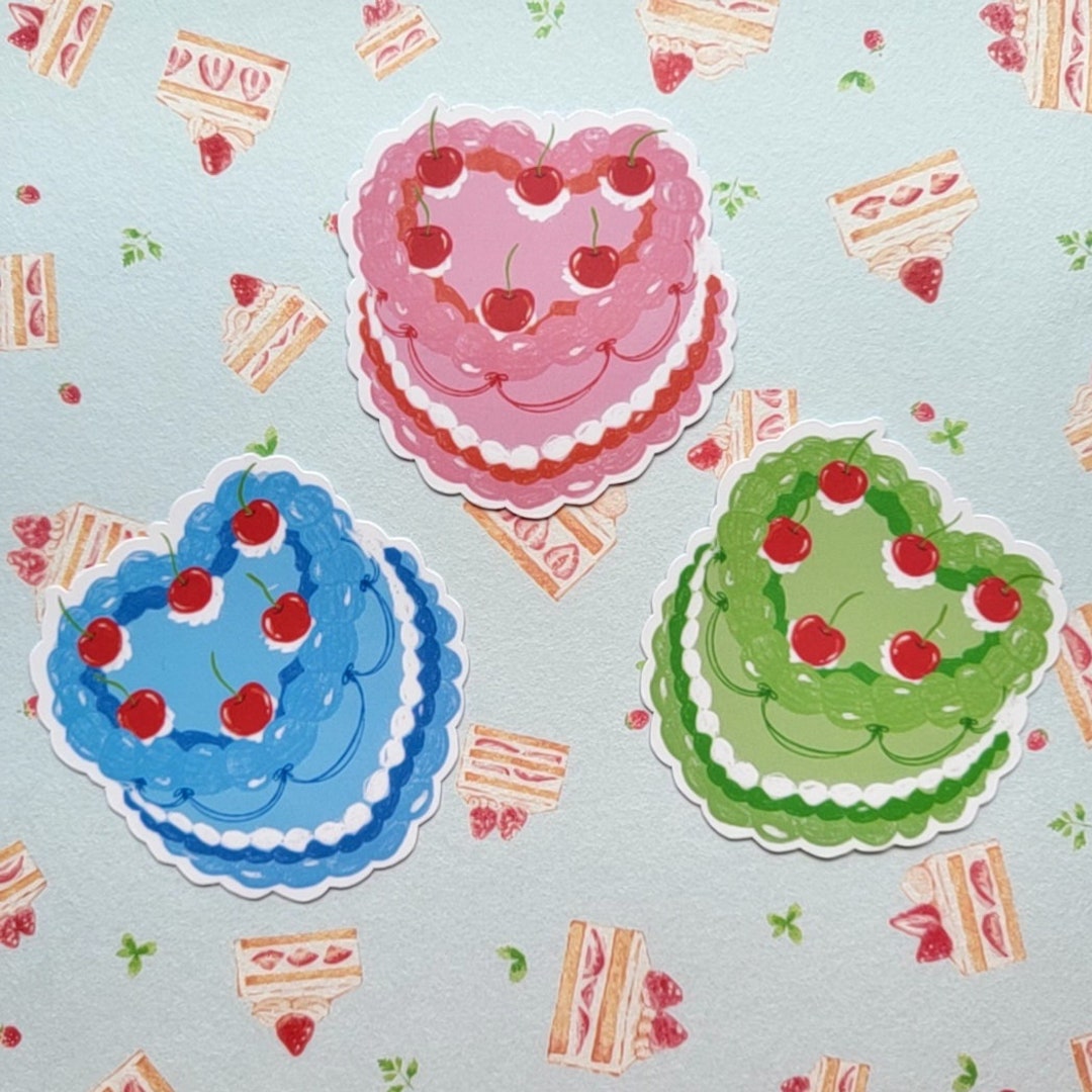 Heart Cake Sticker - Etsy