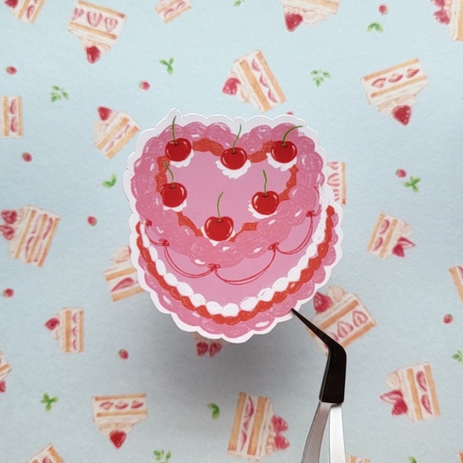 Heart Cake Sticker - Etsy