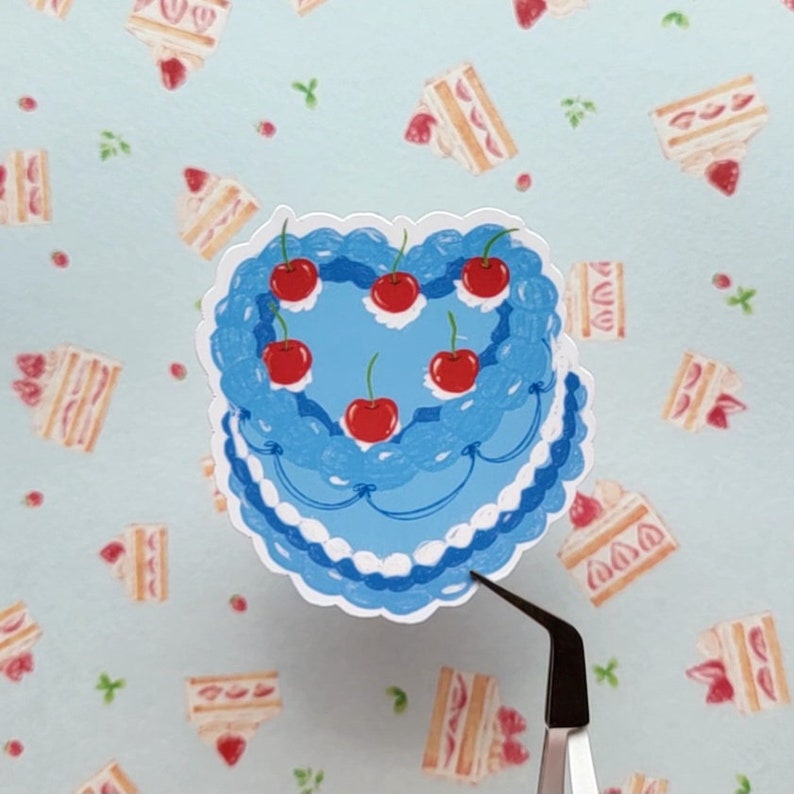Heart Cake Sticker - Etsy