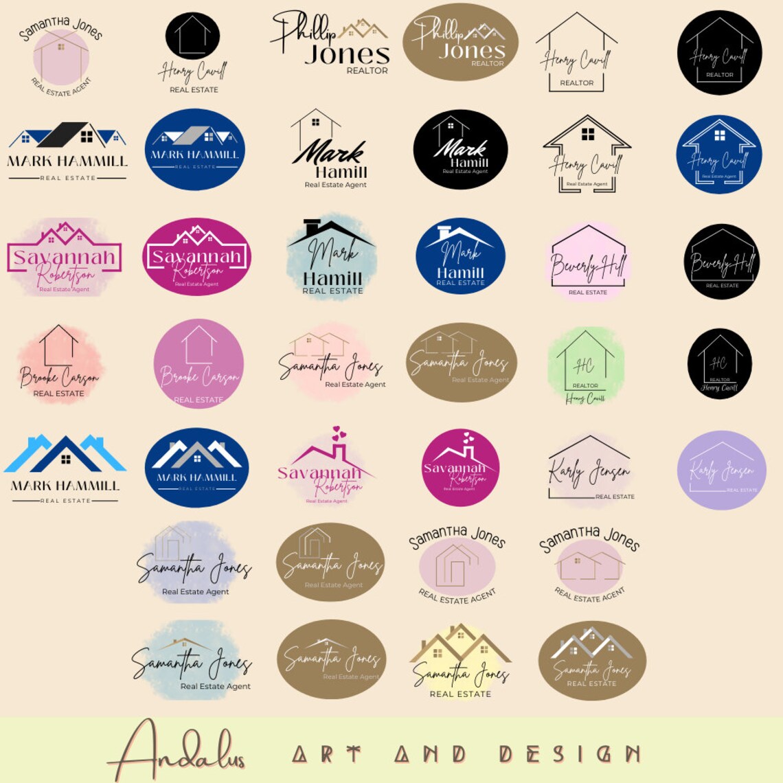 Realtor Logos Pre-made Editable Real Estate Agent Logos - Etsy