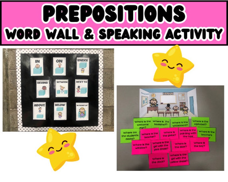 Prepositions Word Wall and Speaking Activity ESL Learners Grammar ...