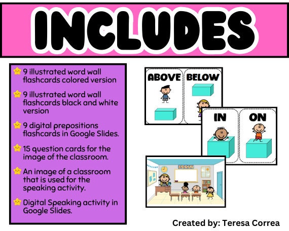 Prepositions Word Wall and Speaking Activity ESL Learners Grammar ...