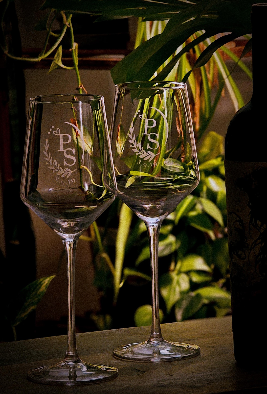 Custom Engraved Wine Glass • Personalized Monogram • Wedding Gift for ...