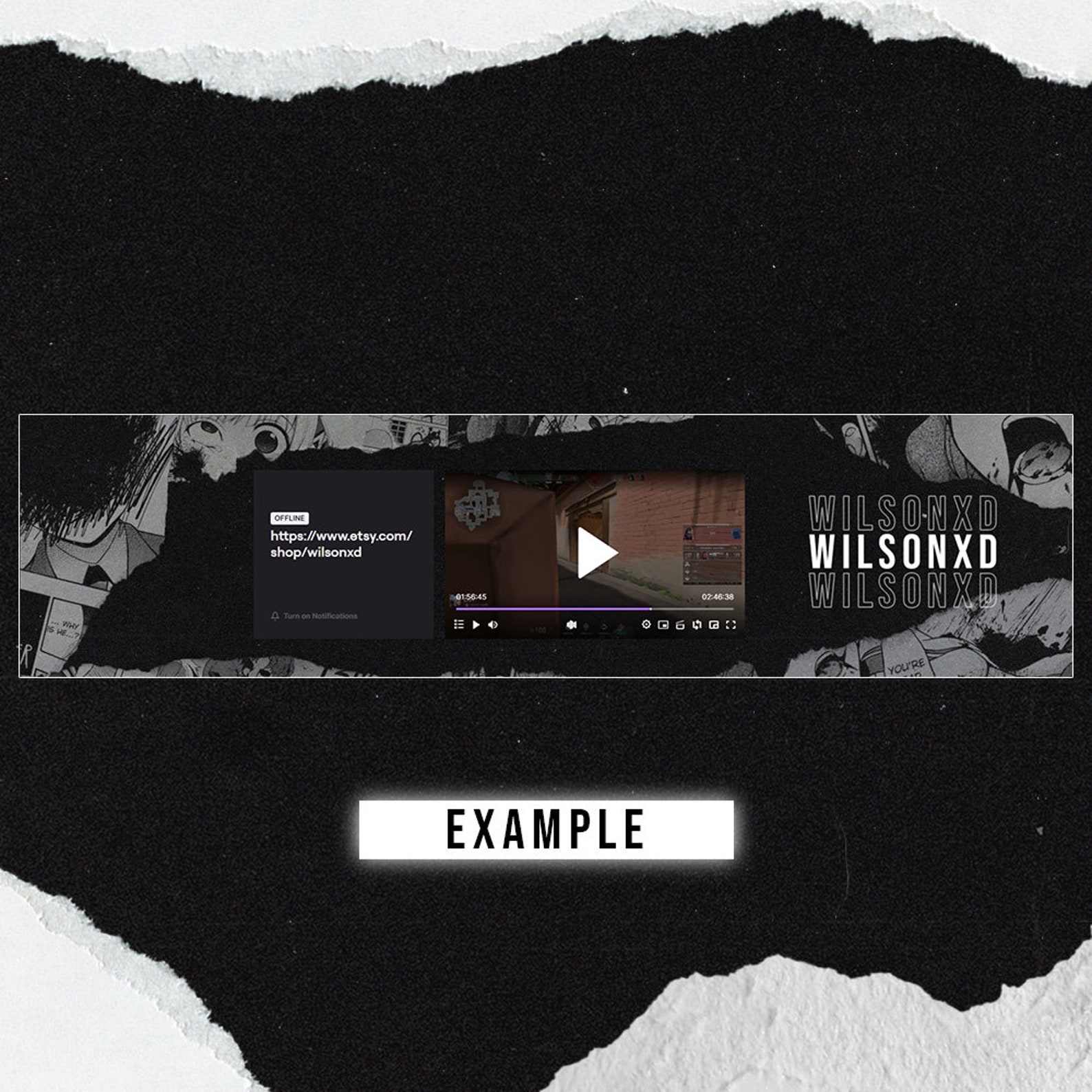 Dark Anime Twitch Banner - Etsy