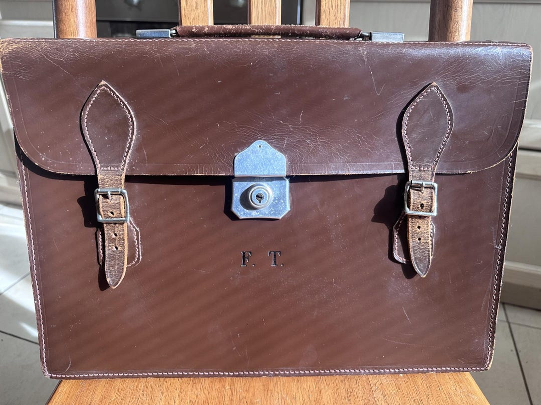 Vintage English Brown Leather Briefcase, 40s - Etsy