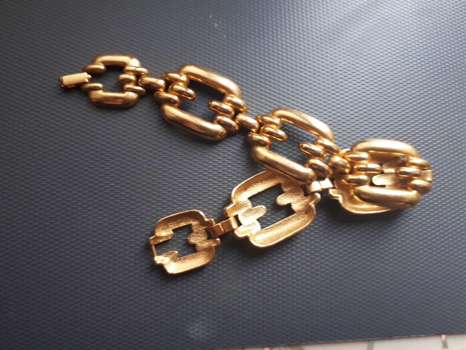 Gold Plated Vintage 70s Chain Link Bracelet, Statement Bracelet, 24 Cm ...