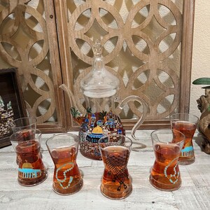 Palestine Tea Cups Set of 6 and Tea Pot Hand-painted With Option of the ...