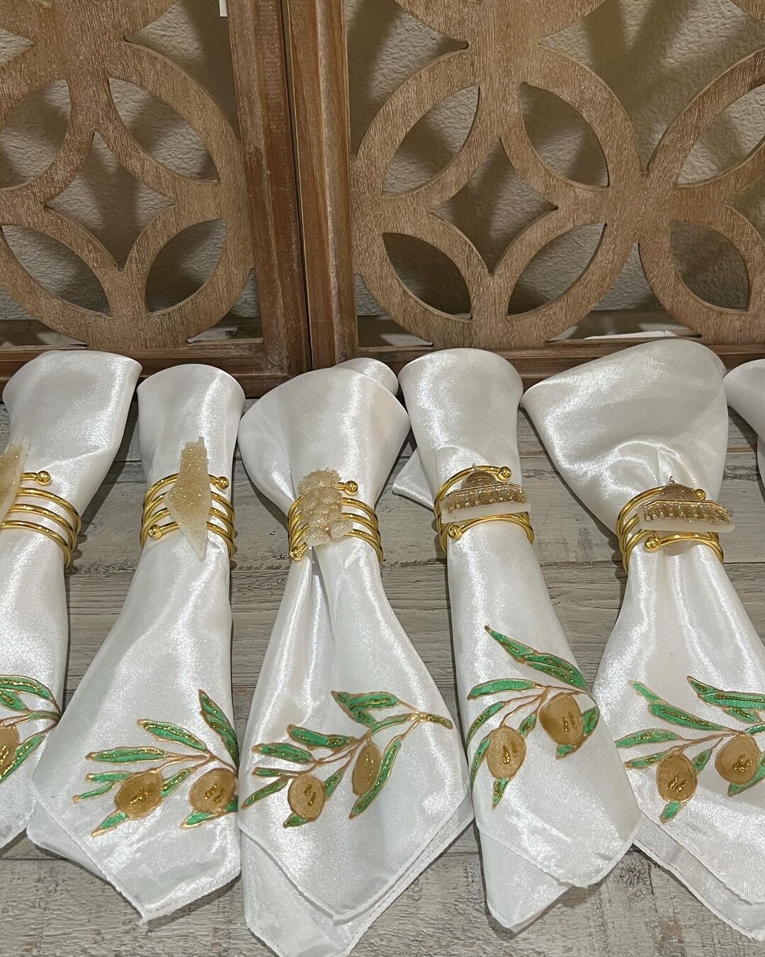 Palestine Olive Vine Napkins Hand Painted | Set of 4 or 6 or 8 or 12 ...