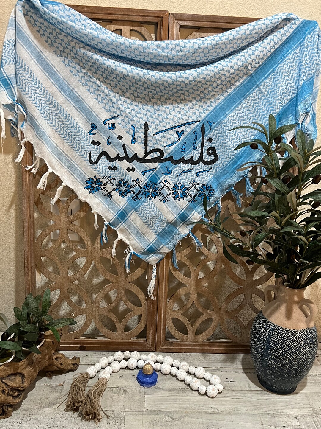 Palestinian Girl Hand Painted Kuffiya | Palestinian Keffiyeh ...