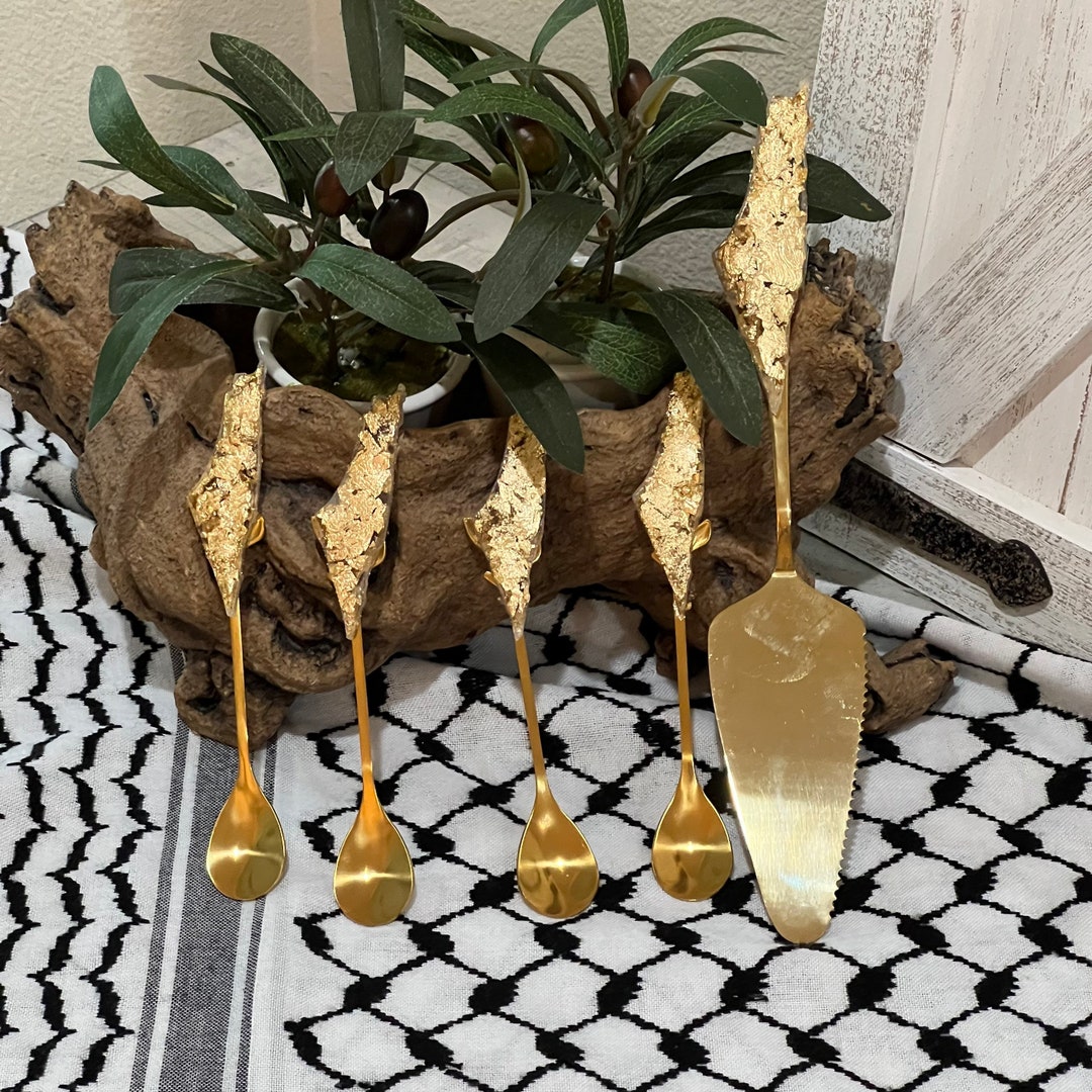 Palestine Map Spoons or Forks Serving Set |gold | Palestinian ...