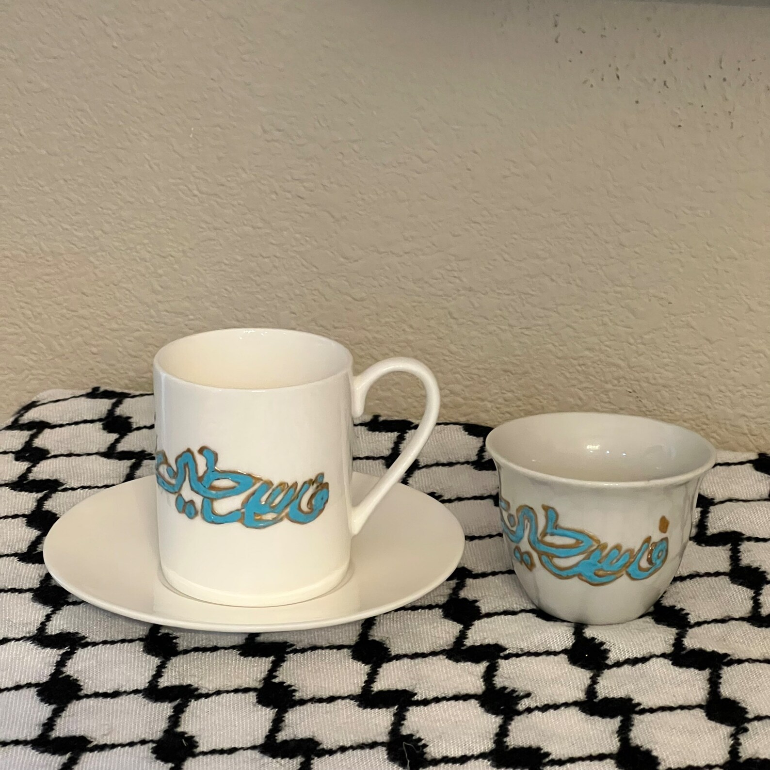 Palestine Coffee Cups Set | Set of 6 Cups | Hand-painted ARABIC or ...