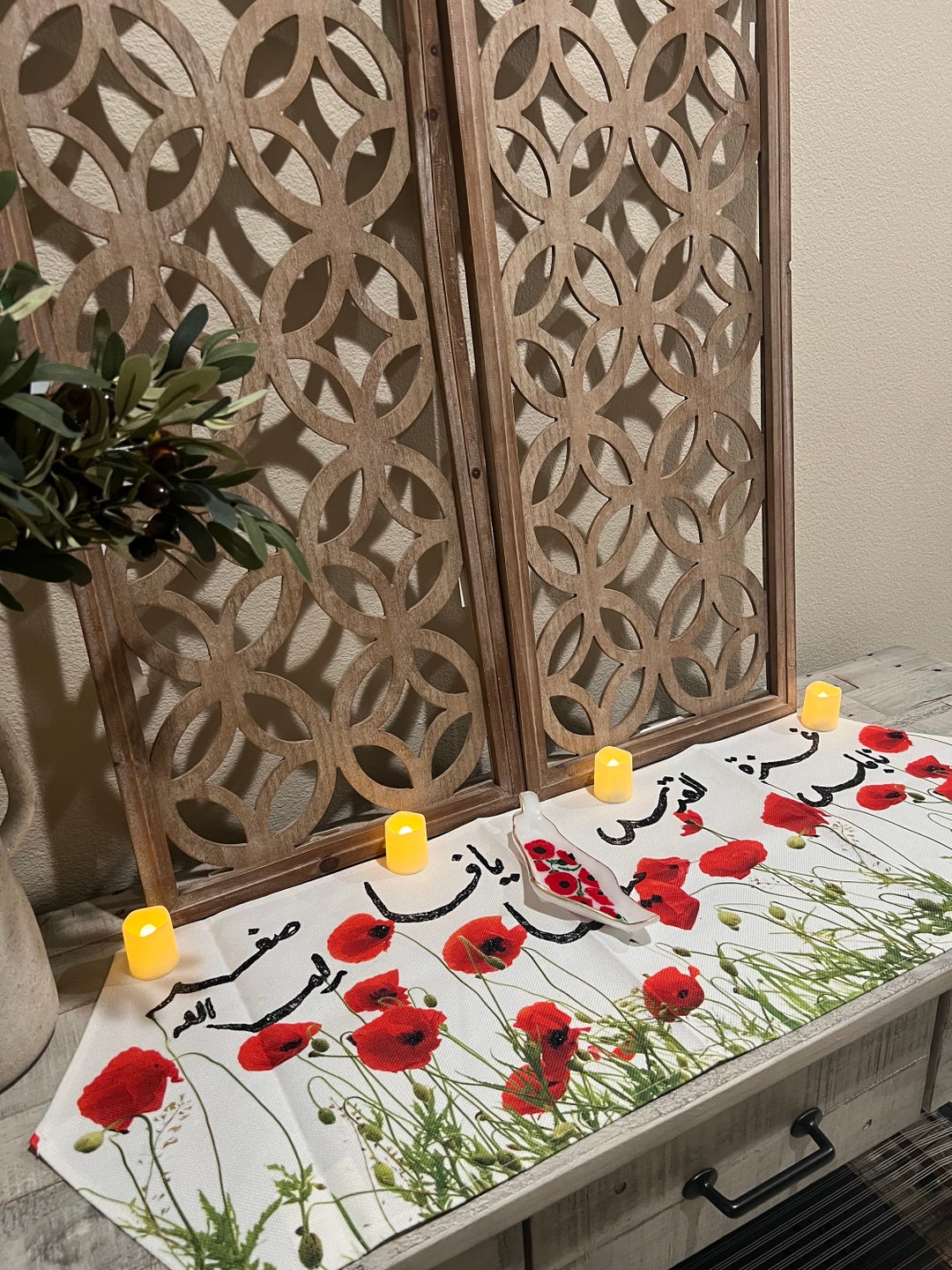 Palestine Cities Hand Painted Table Cloth Black Letters Palestinian ...