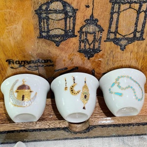 Ramadan | Arabic Coffee Cups Set | Set of 6 Cups | Hand-painted ARABIC ...
