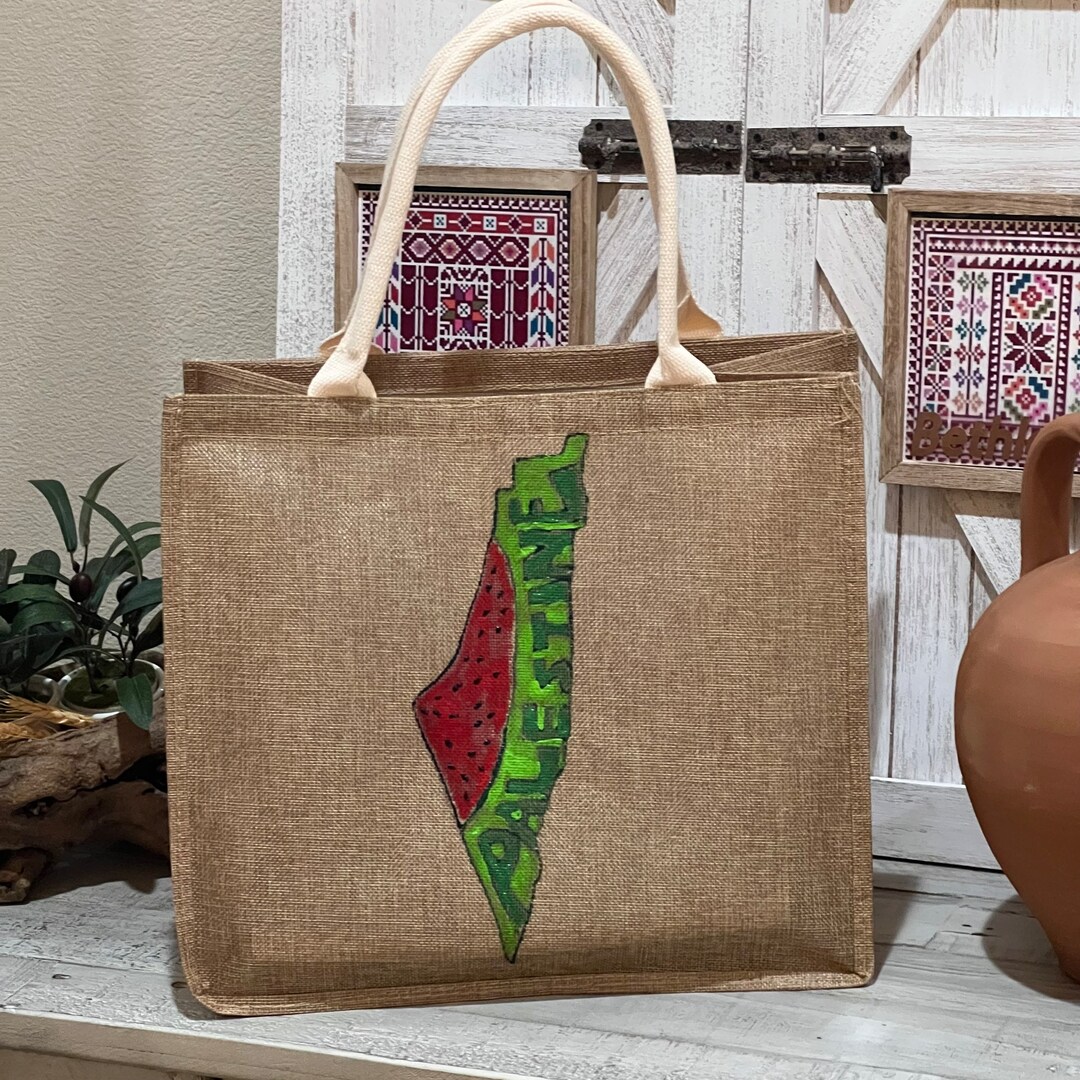 Palestine Map Hand Painted Tote Bag Palestine Tote Bag Watermelon ...