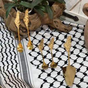 Palestine Map Spoons or Forks Serving Set |gold | Palestinian ...