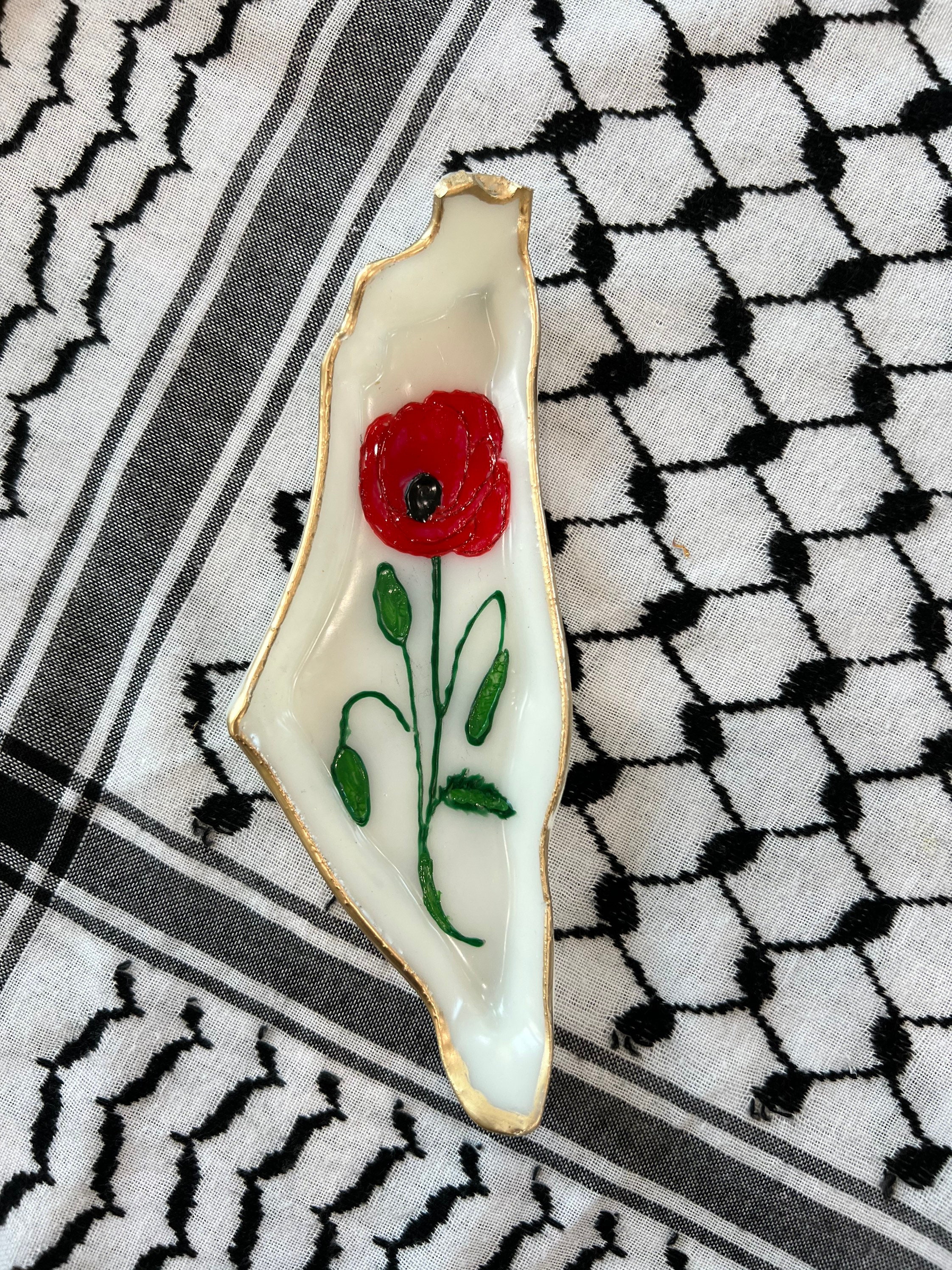 Palestine Map Trinket Dish | With Hand Painting the Most Famous Flower ...