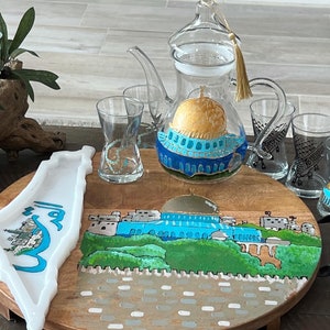 Palestine Arabic Coffee Cups Set of 6 and Coffee Pot Hand-painted With ...