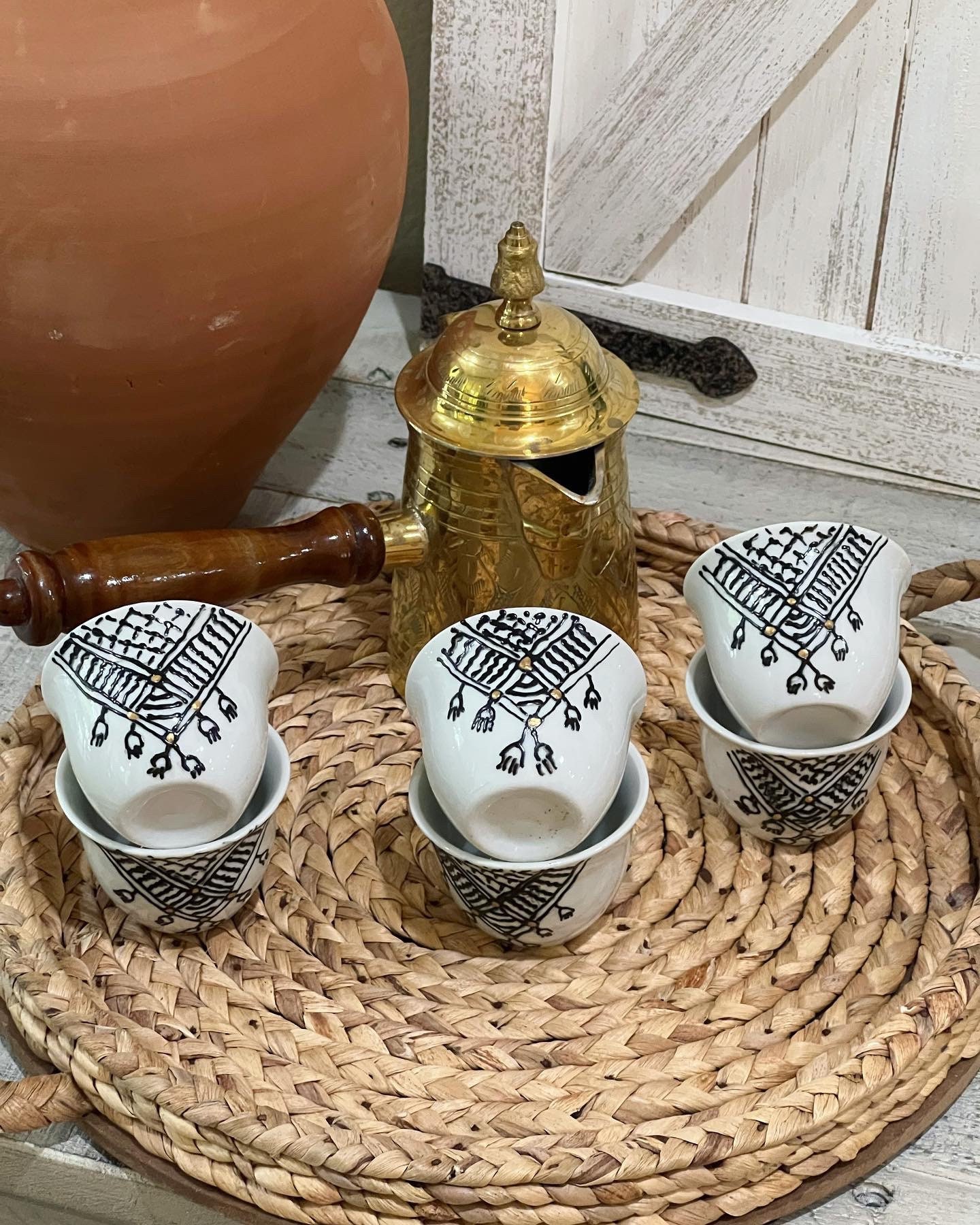 Kuffia Arabic Coffee Cups Set Set of 6 Cups Palestinian - Etsy