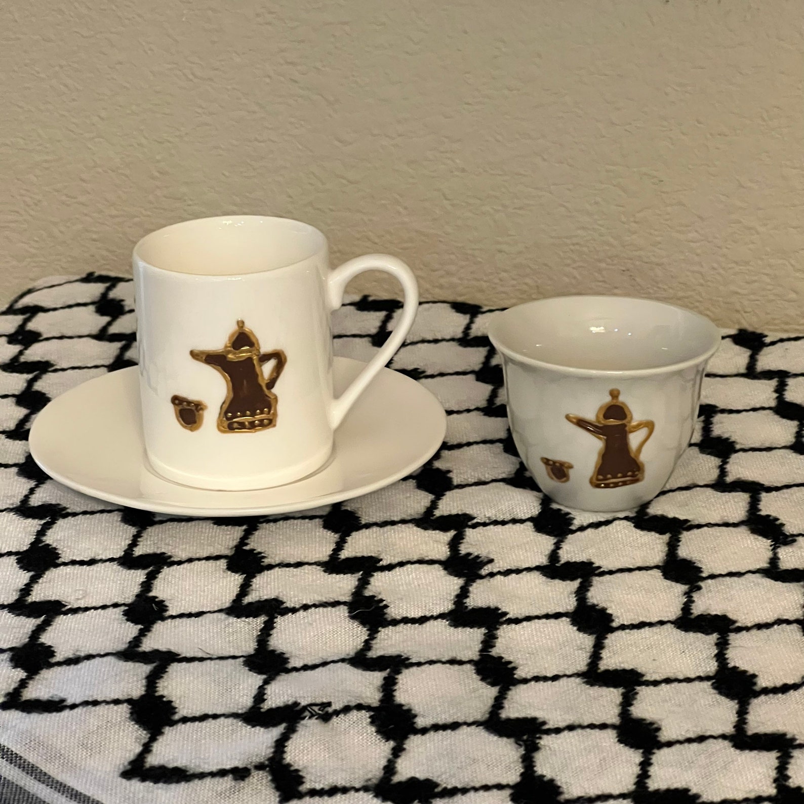 Palestine Coffee Cups Set | Set of 6 Cups | Hand-painted ARABIC or ...