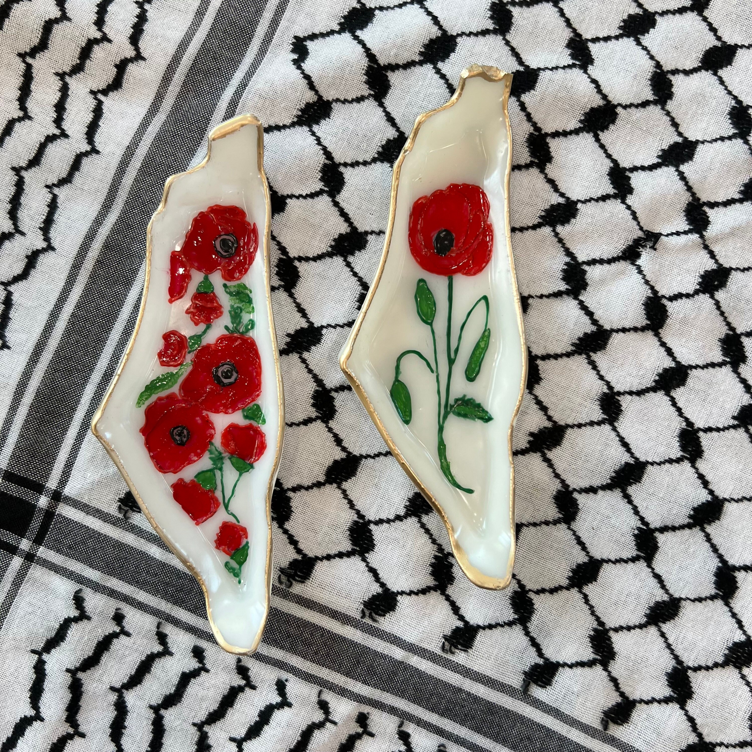 Palestine Map Trinket Dish | With Hand Painting the Most Famous Flower ...
