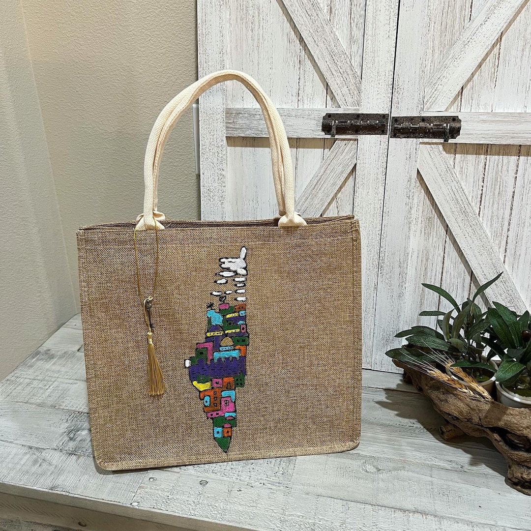 Palestinian Map Hand Painted Tote Bag Palestine - Etsy