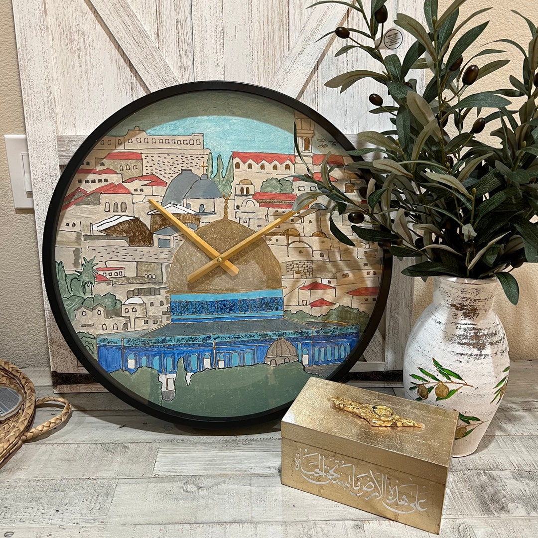 Jerusalem Palestine Wall Clock | Palestine Jerusalem Clock 19.5 ...