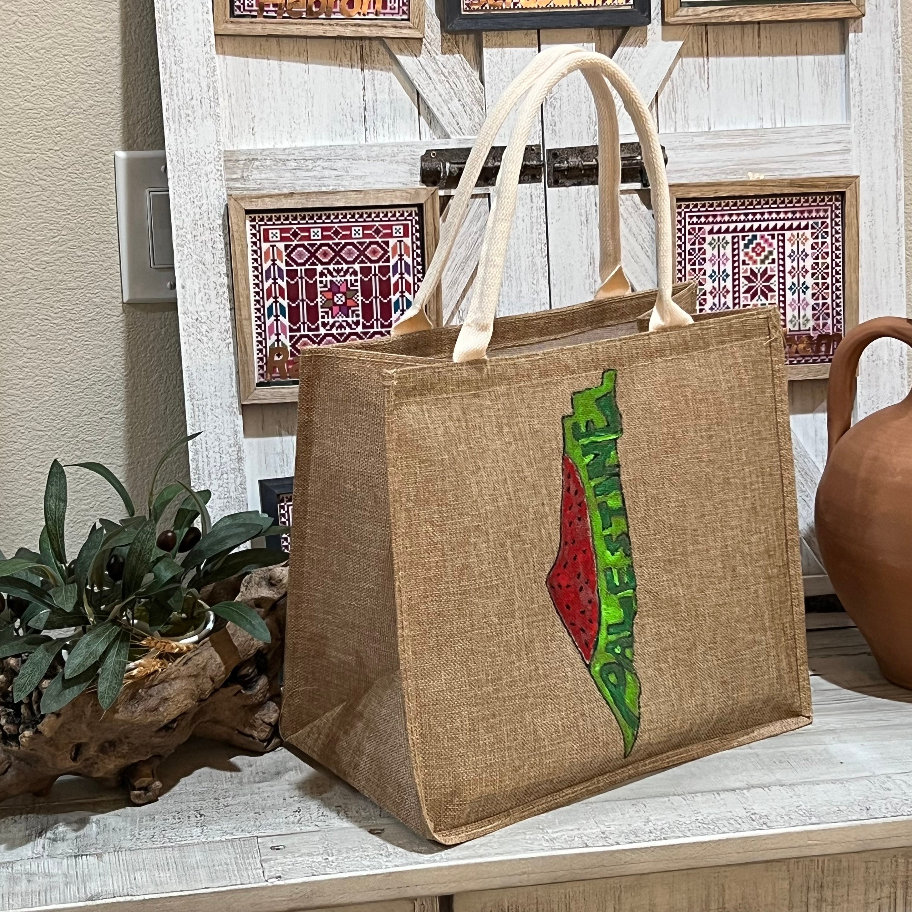 Palestine Map Hand Painted Tote Bag | Palestine Tote Bag | Watermelon ...
