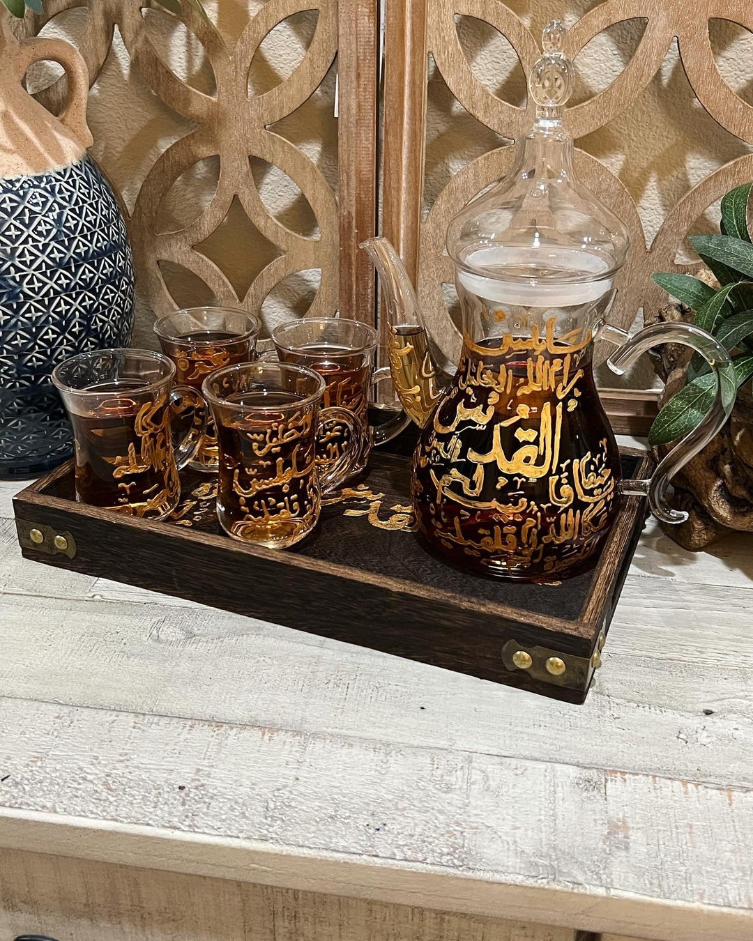 Palestine Tea Cups Set of 6 and Tea Pot Hand-painted With Option of the ...